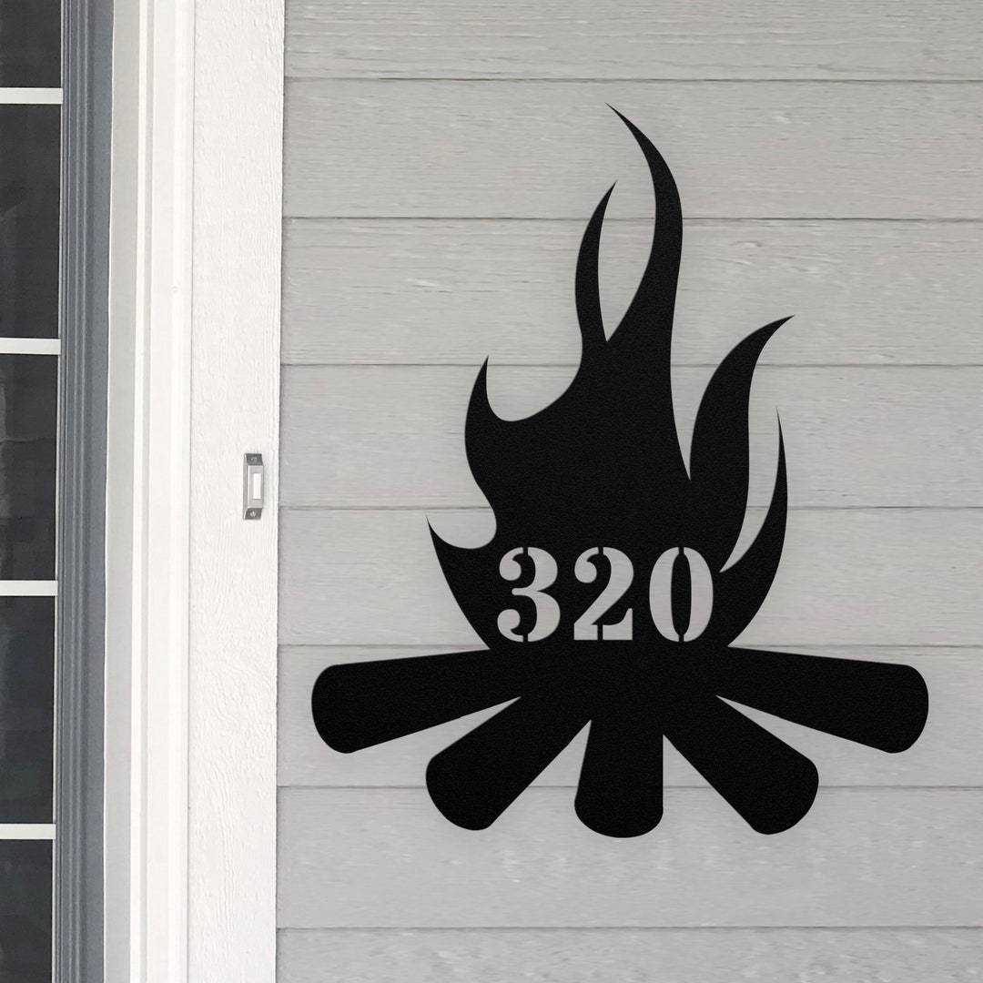 Personalized Camp Fire Address House Number Sign Campground Vacation ...