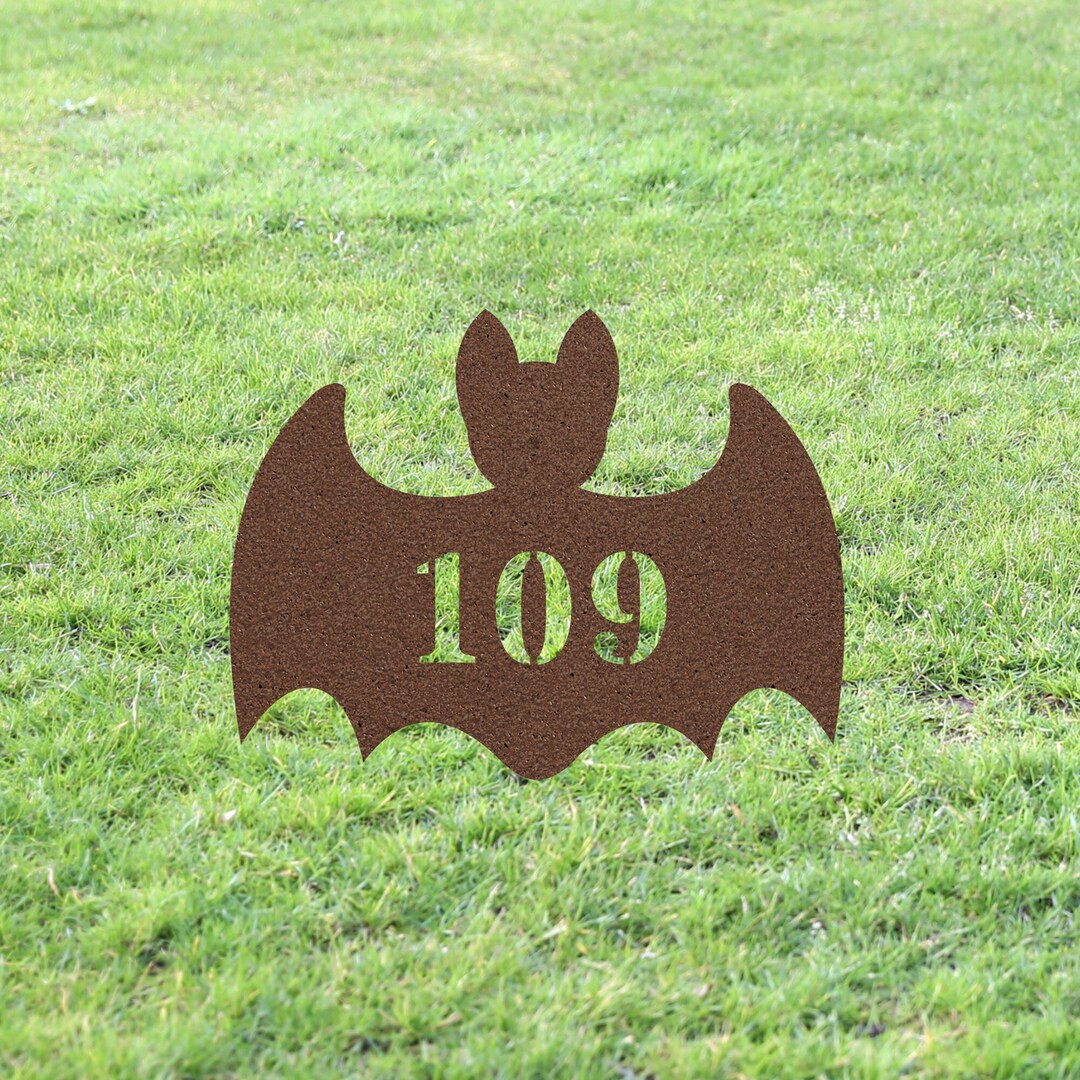Honduran White Bat House Number Sign Yard Address Plaque Garden Lawn ...