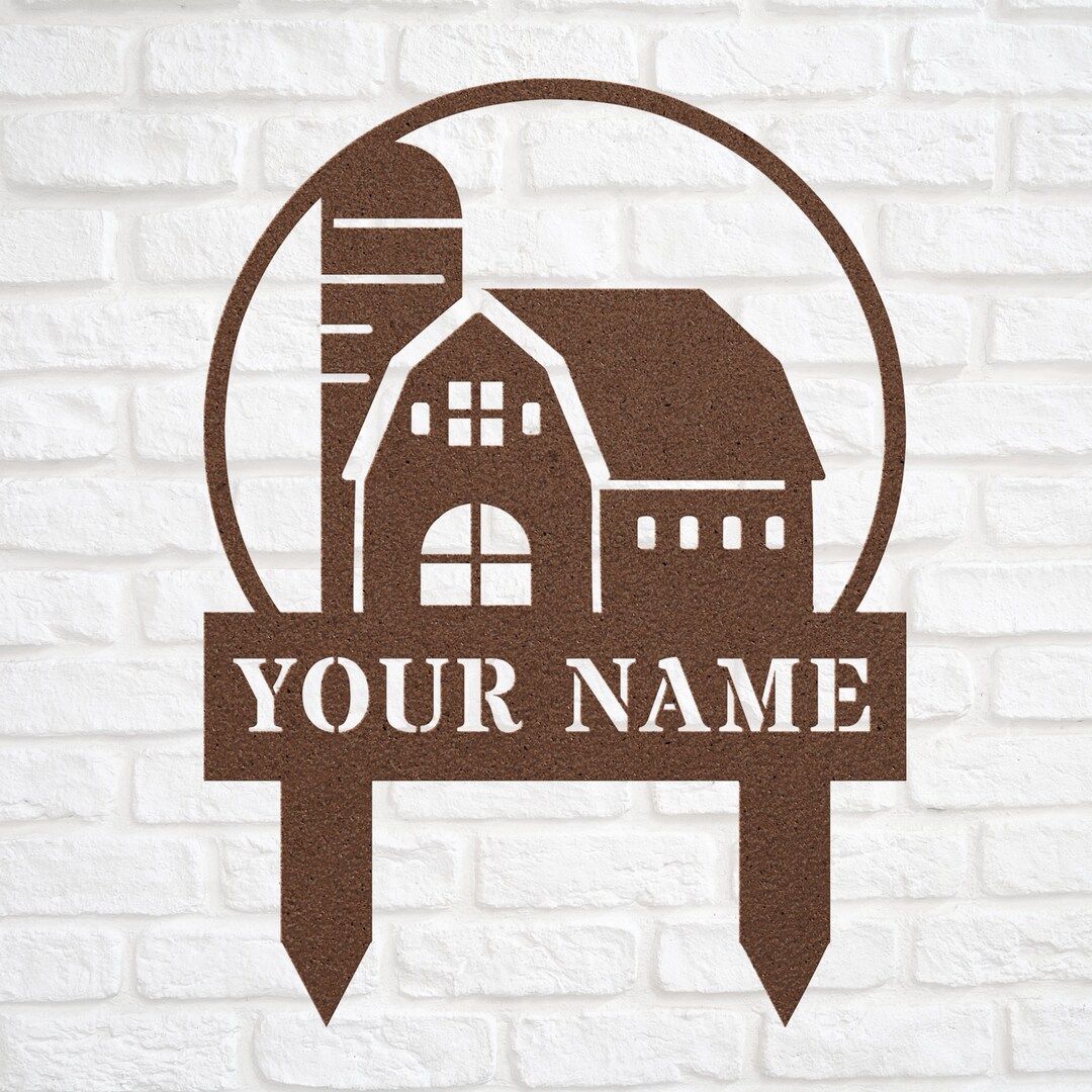 Custom Farm Barn Yard Sign Stake, Personalized Farm Metal Monogram ...