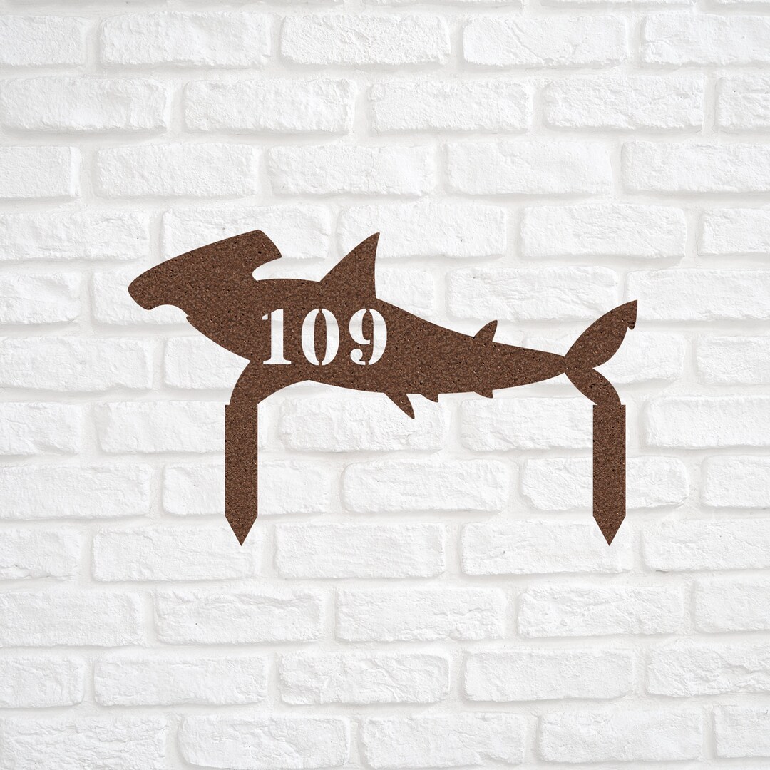 Hammerhead Shark House Number Sign Yard Address Plaque Garden Lawn ...