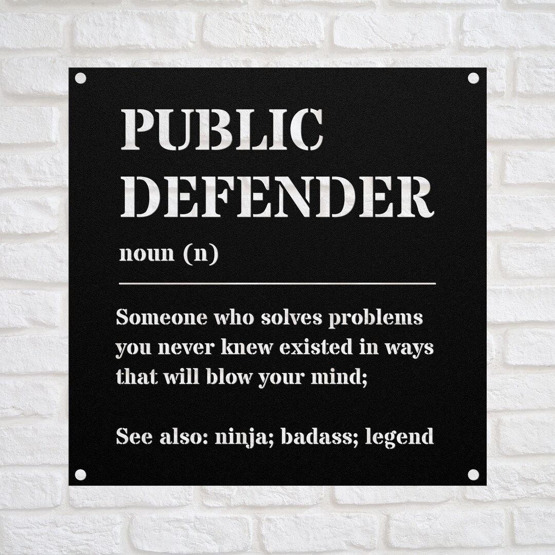 Funny PUBLIC DEFENDER Gift Metal Sign for Men and Women L for Birthday ...