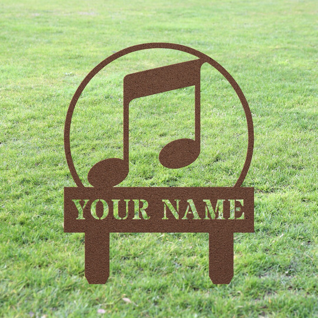 Custom Music Notes Yard Sign Stake, Personalized Music Teacher Metal ...