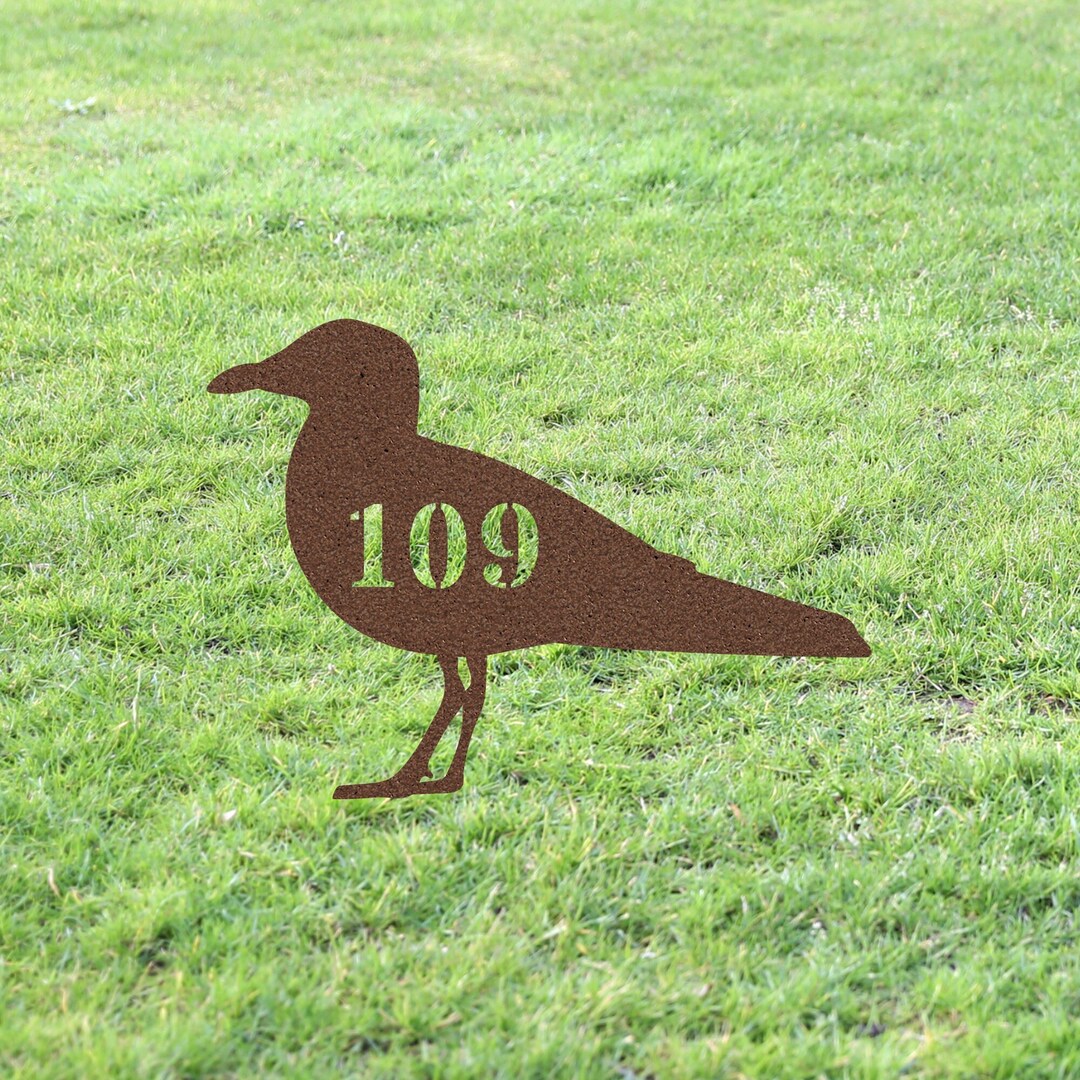 Seagull House Number Sign Yard Address Plaque Garden Lawn Stake Metal ...