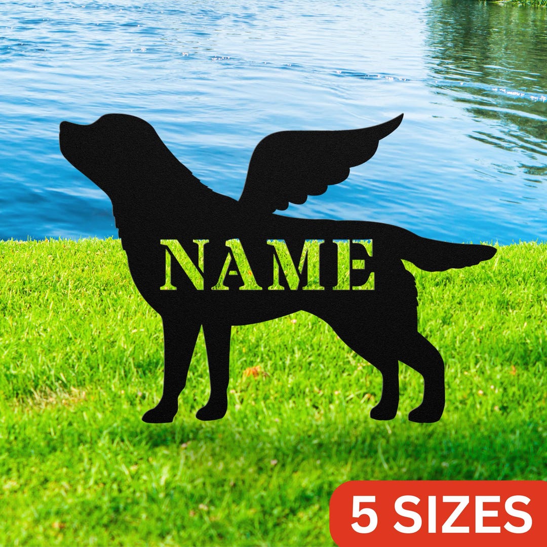 Labrador Angel Wings Black Lab Angel Statue Figurine for Garden Stone ...