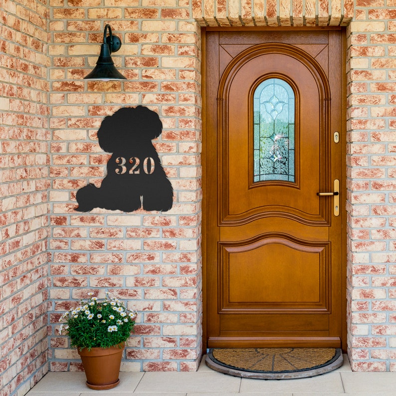Personalized Shih Tzu Address House Number Sign, Shih Tzu Metal Wall ...