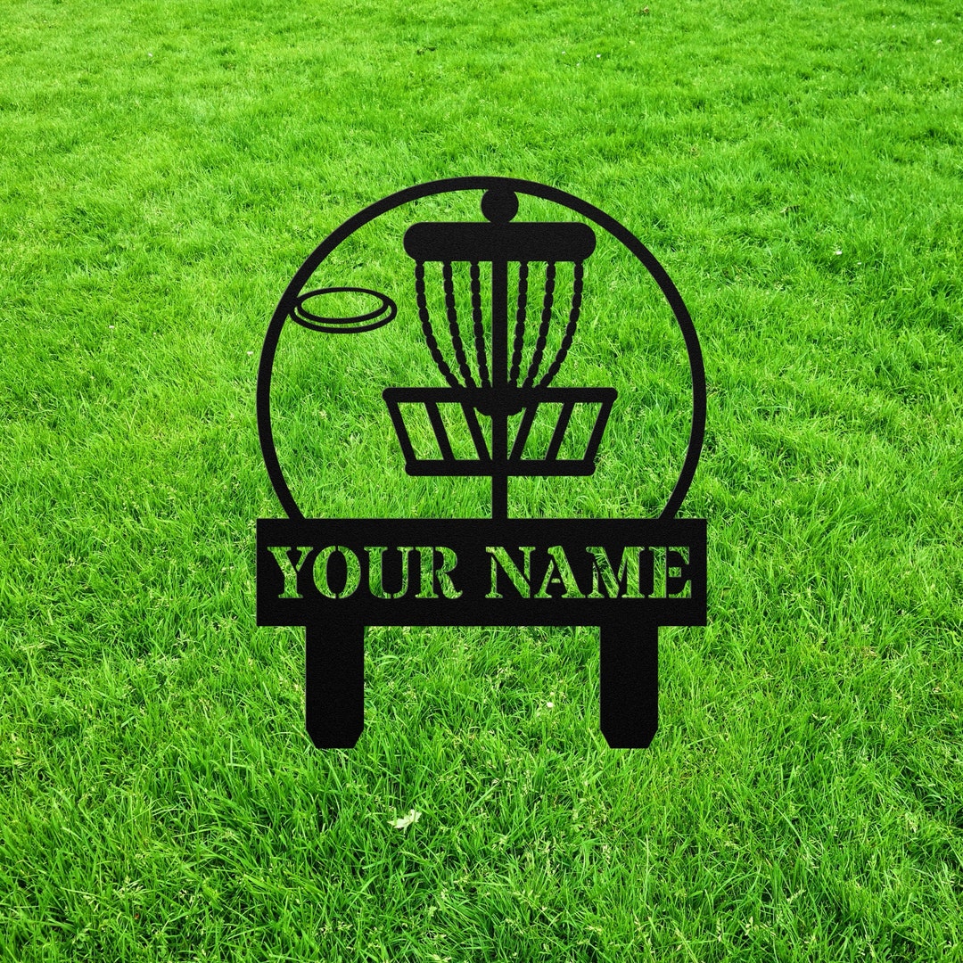 Custom Disc Golf Yard Sign Stake, Personalized Disc Golf Metal Monogram ...