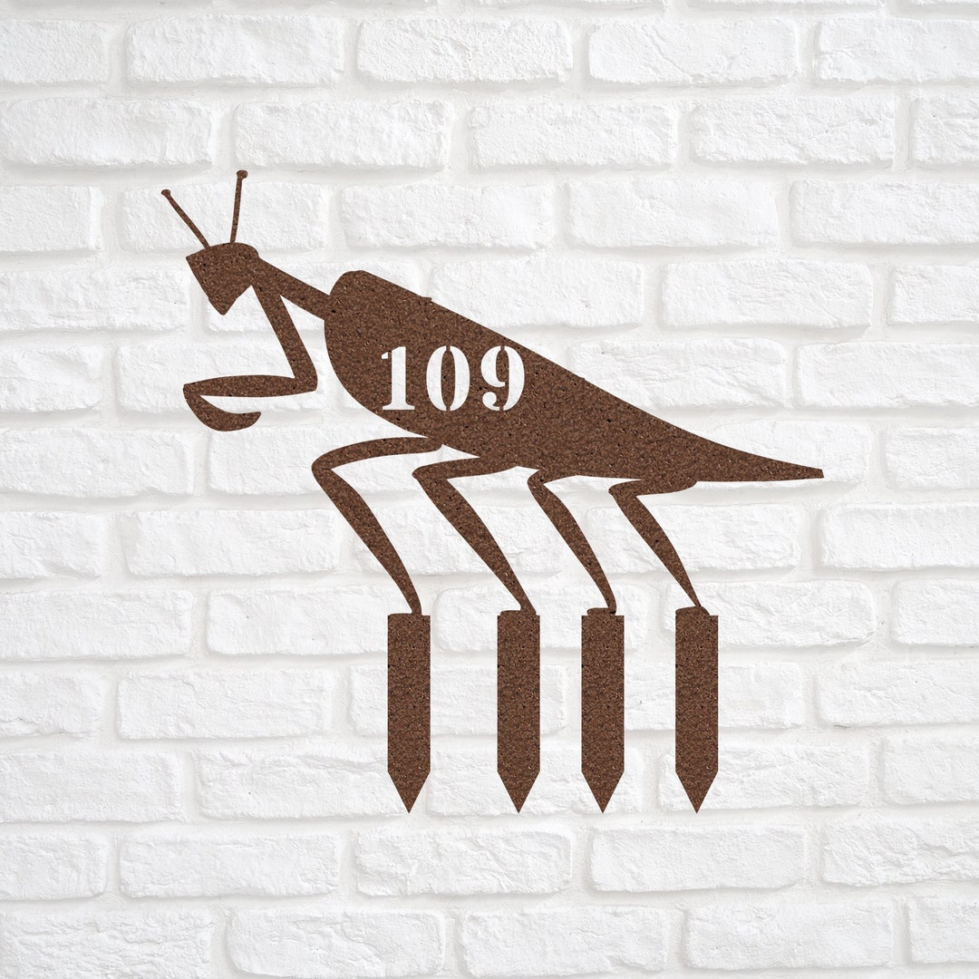 Praying Mantis House Number Sign Yard Address Plaque Garden Lawn Stake ...