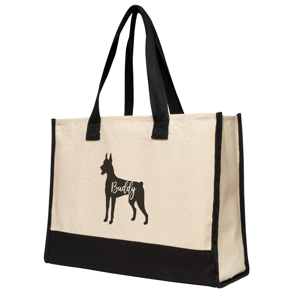 Doberman Tote Bag, Gift Custom Bag, Personalized Gift Bag, Custom Dog ...