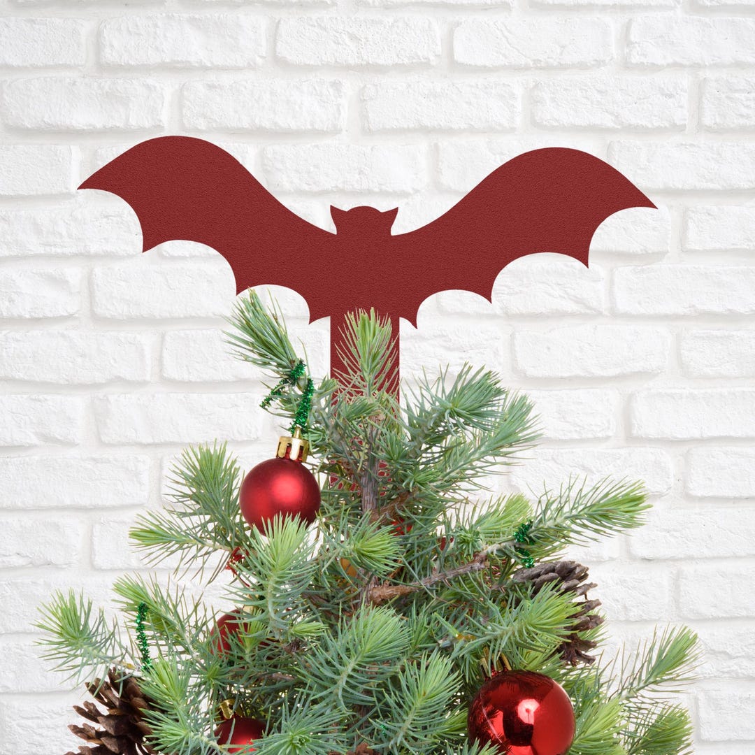 Bat Tree Topper Gothic Holiday Home Decor - Red Metal Tree Topper - Etsy