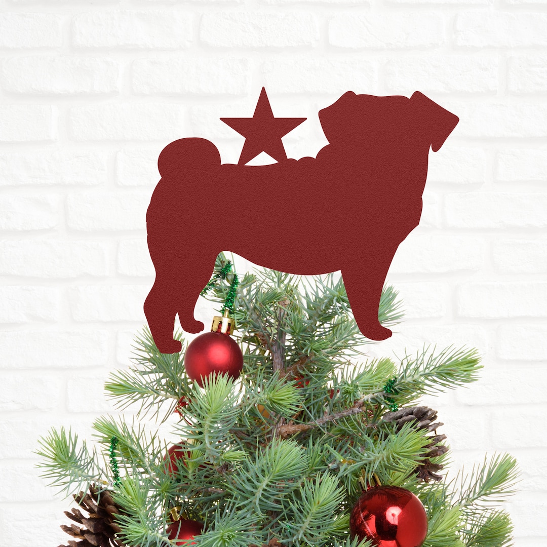 Pug Tree Topper Christmas Holiday Decoration Ornament Dog Gift Ideas ...