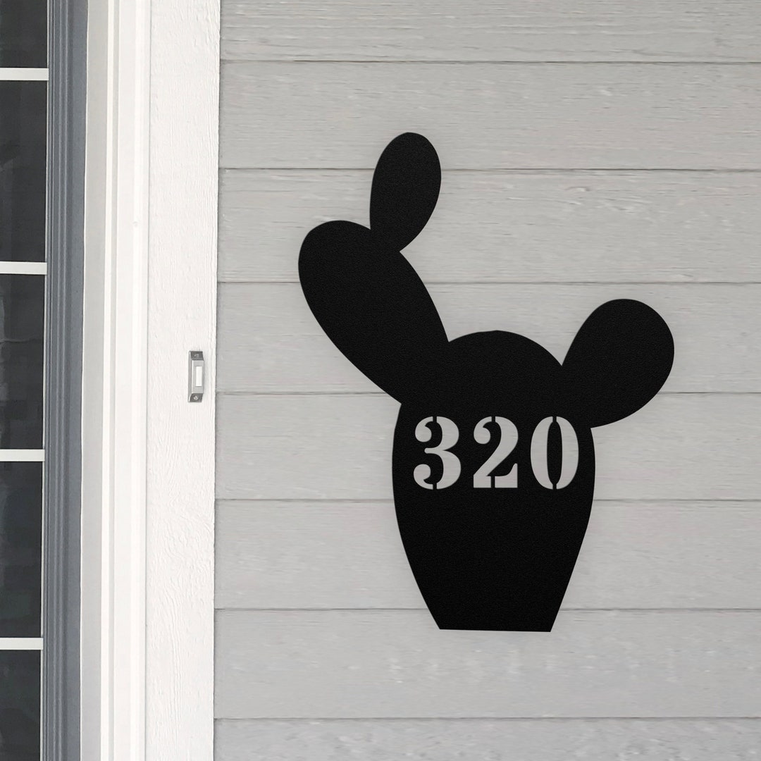 Personalized Cactus Address House Number Sign Metal Wall Art, Custom ...