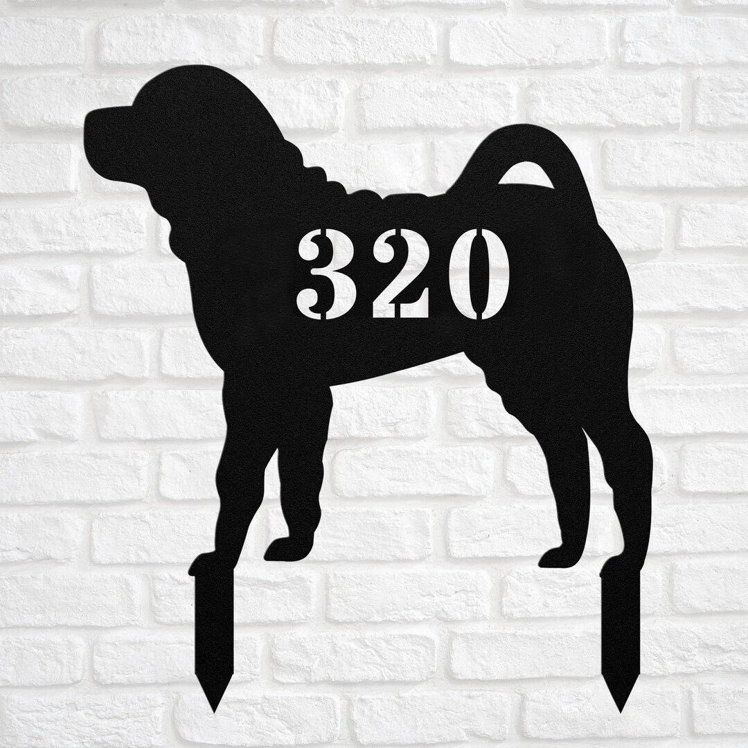 Chinese Shar Pei House Number Sign Yard Address Plaque Garden Lawn ...