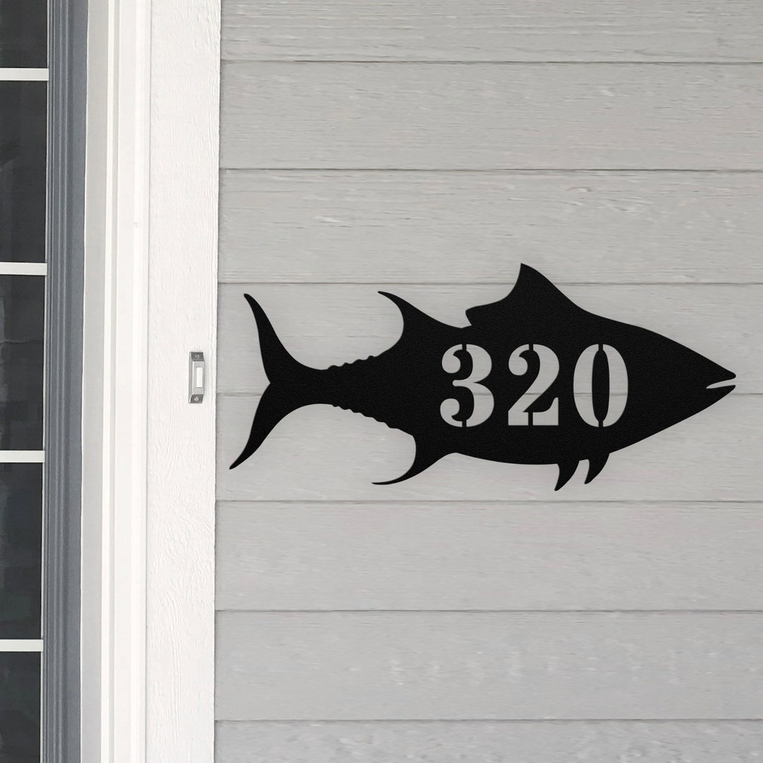Personalized Tuna Fish Address House Number Sign Metal Wall Art, Custom ...