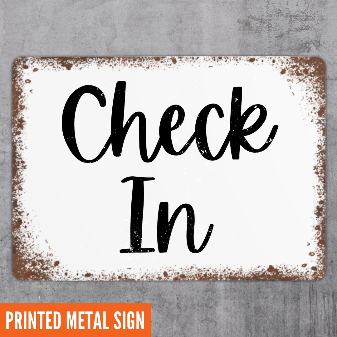 Check in Sign Metal Sign Plaque Front Door Wreath Front Door Decor ...