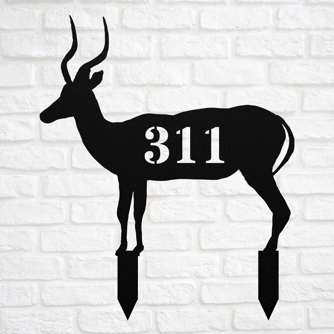 Antelope House Number Sign Yard Address Plaque Garden Lawn Stake Metal ...
