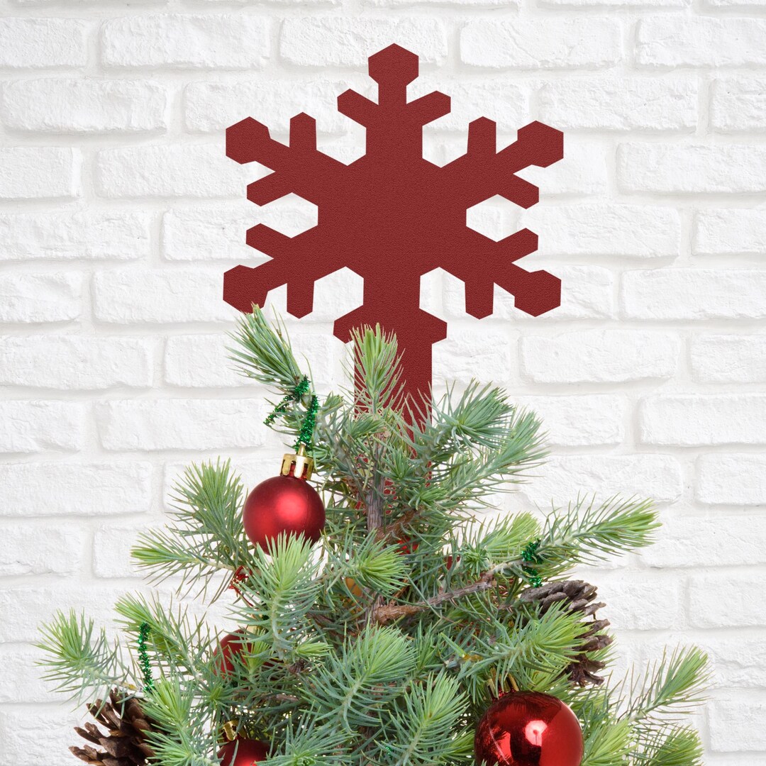 Snowflake Christmas Tree Topper - Red Metal Tree Topper - Etsy