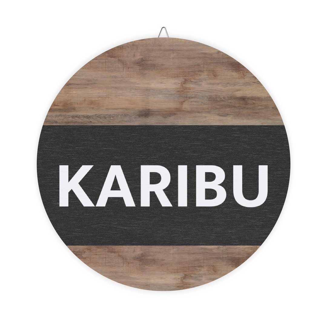 Swahili Welcome Sign Door Hanger Wood Sign Front Door Wreath Front Door ...
