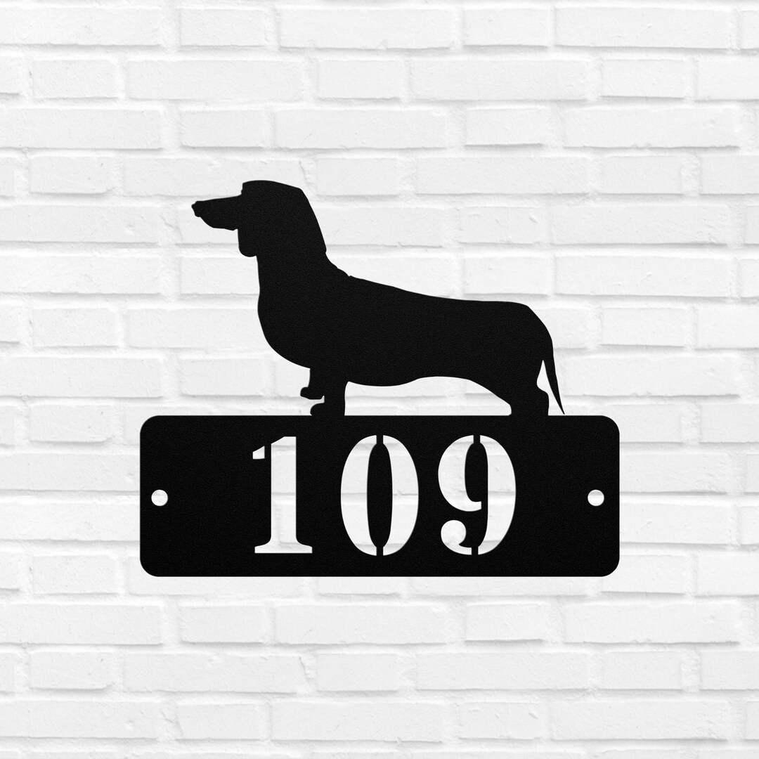 Personalized Dachshund Address Sign, Custom Metal House Number Plaque ...