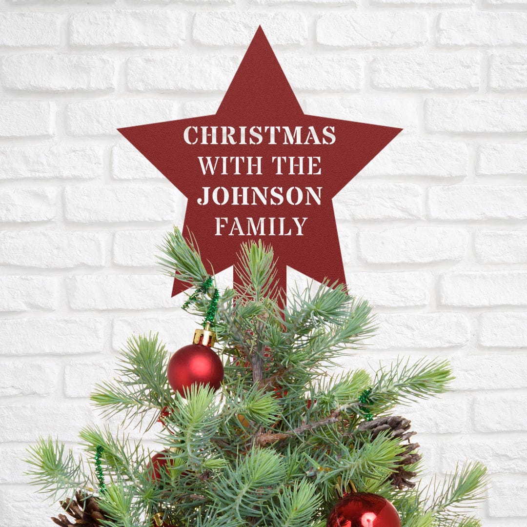 Custom Christmas Tree Topper Star Ornament, Personalized Unique Tree ...
