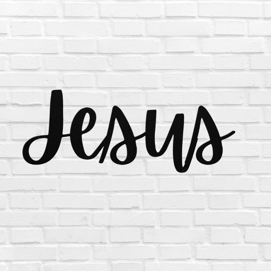 Jesus Metal Sign Word Wall Art - Jesus Script Word Art Decor Gift ...