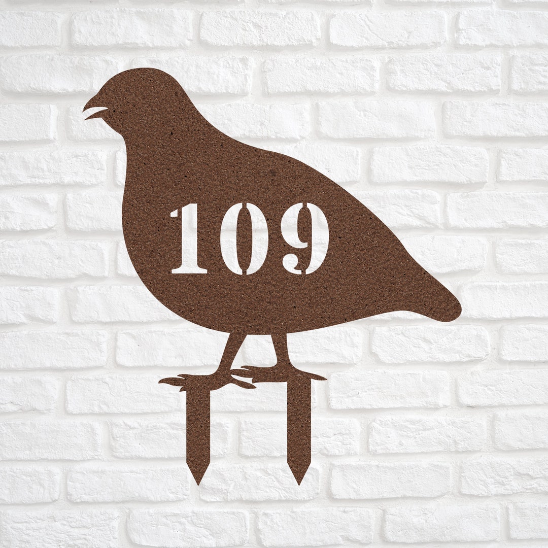 Partridge House Number Sign Yard Address Plaque Garden Lawn Stake Metal ...