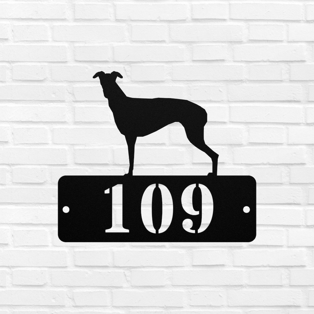 Personalized Whippet Address Sign, Custom Metal House Number Plaque ...