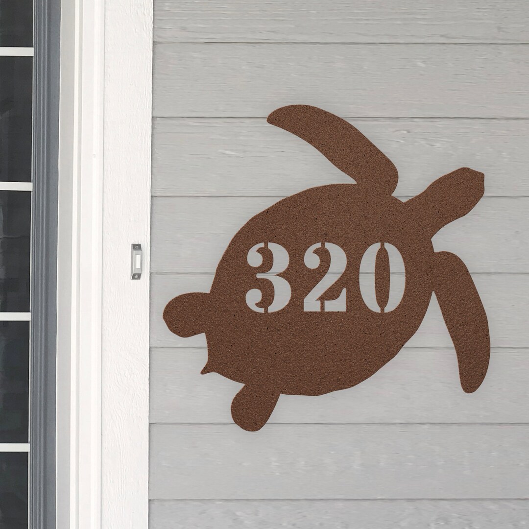 Personalized Sea Turtle Address House Number Sign Metal Wall Art ...