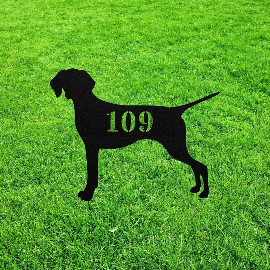 English Pointer House Number Sign Yard Address Plaque Garden Lawn Stake ...