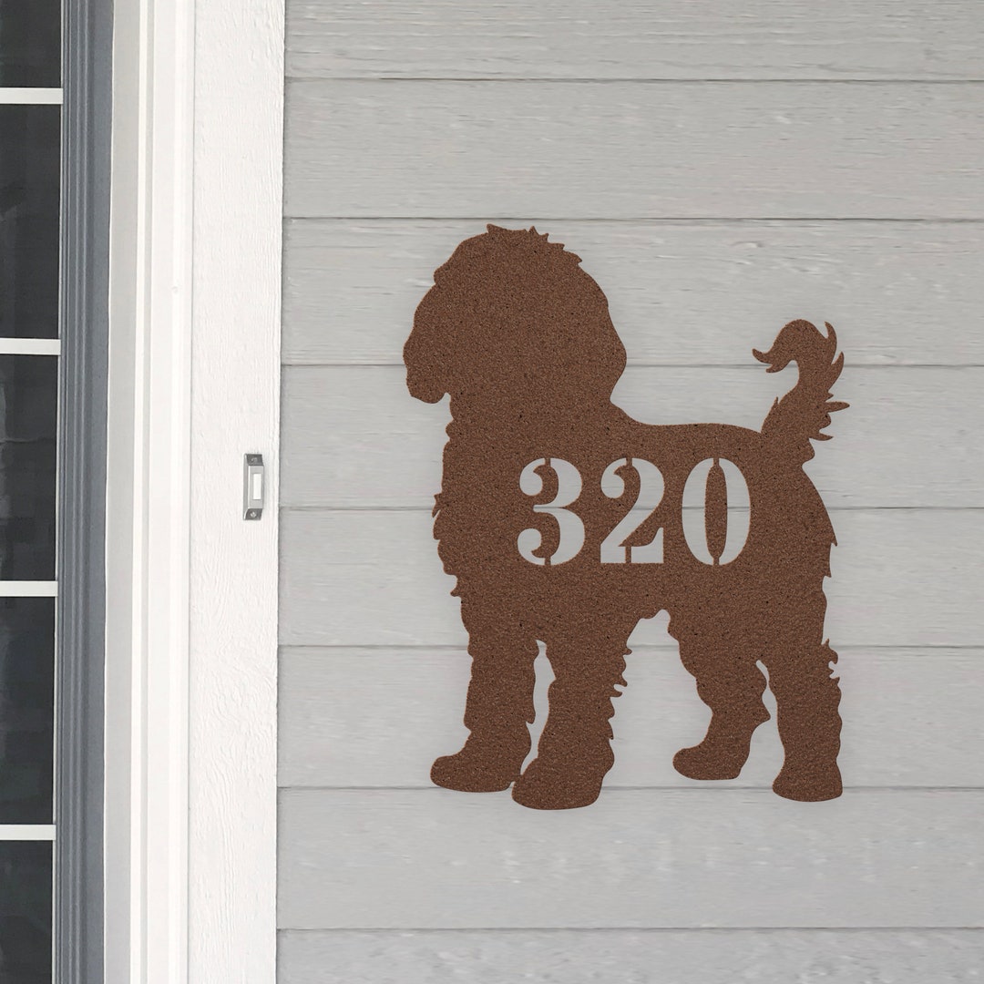 Personalized Doodle Dog Address House Number Sign Goldendoodle Metal ...