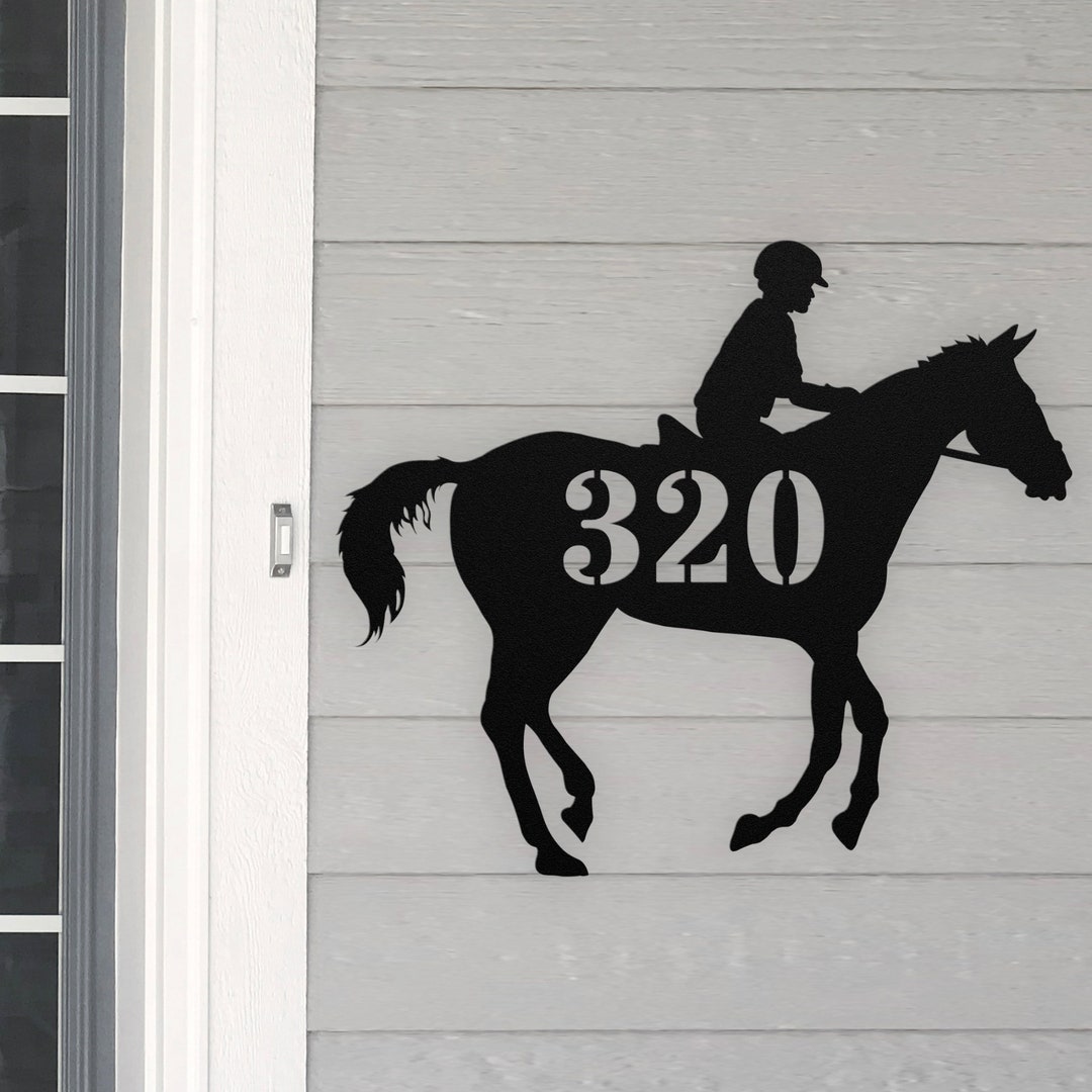 Personalized Jockey Horse Derby Racing Address House Number Sign Metal ...