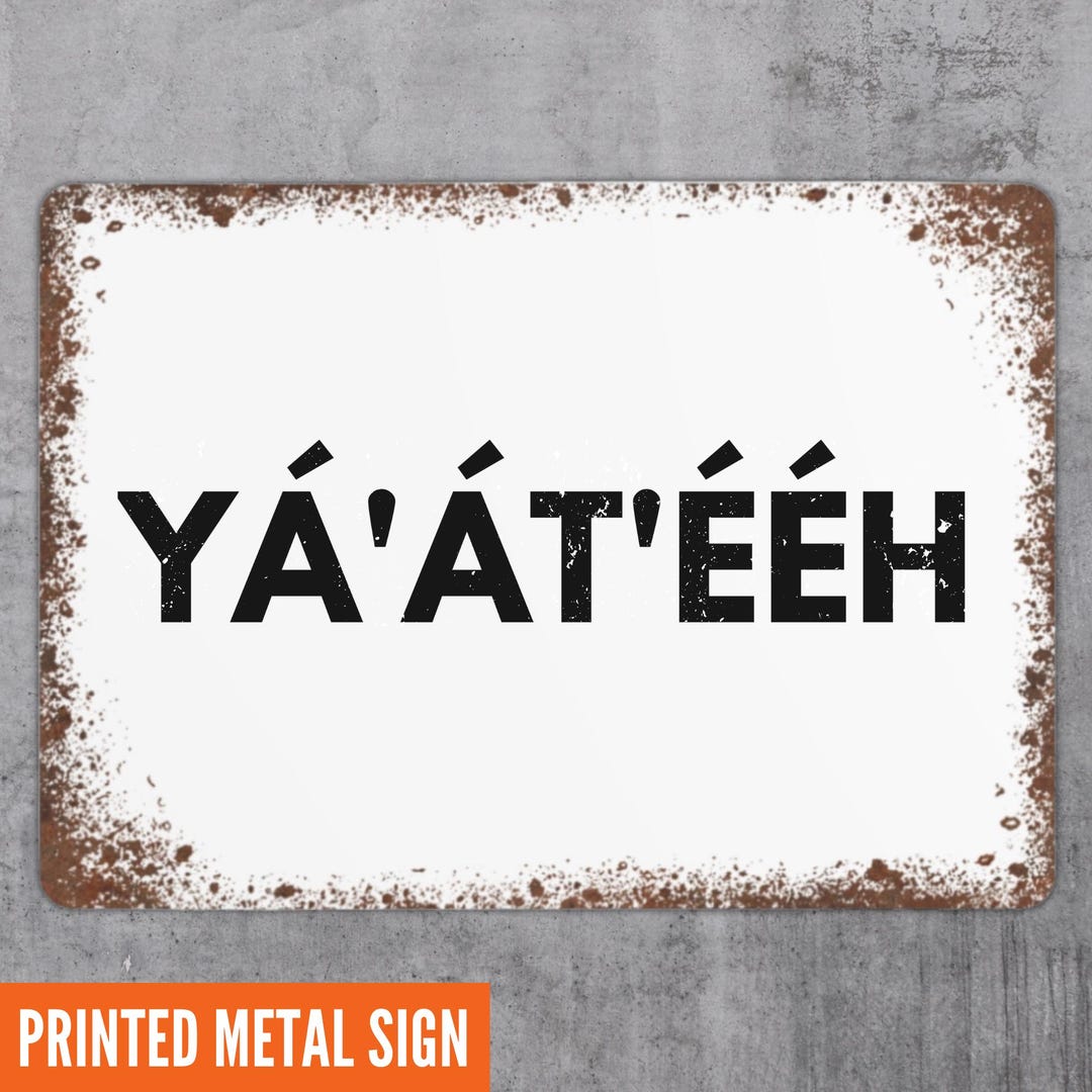 Hello in Navajo Native American Metal Sign Plaque Front Door Wreath ...