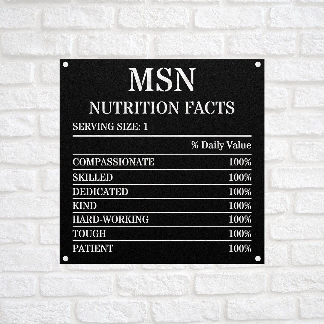 Msn Nutrition Facts Sign Nurse Definition Metal Plaque Master - Etsy