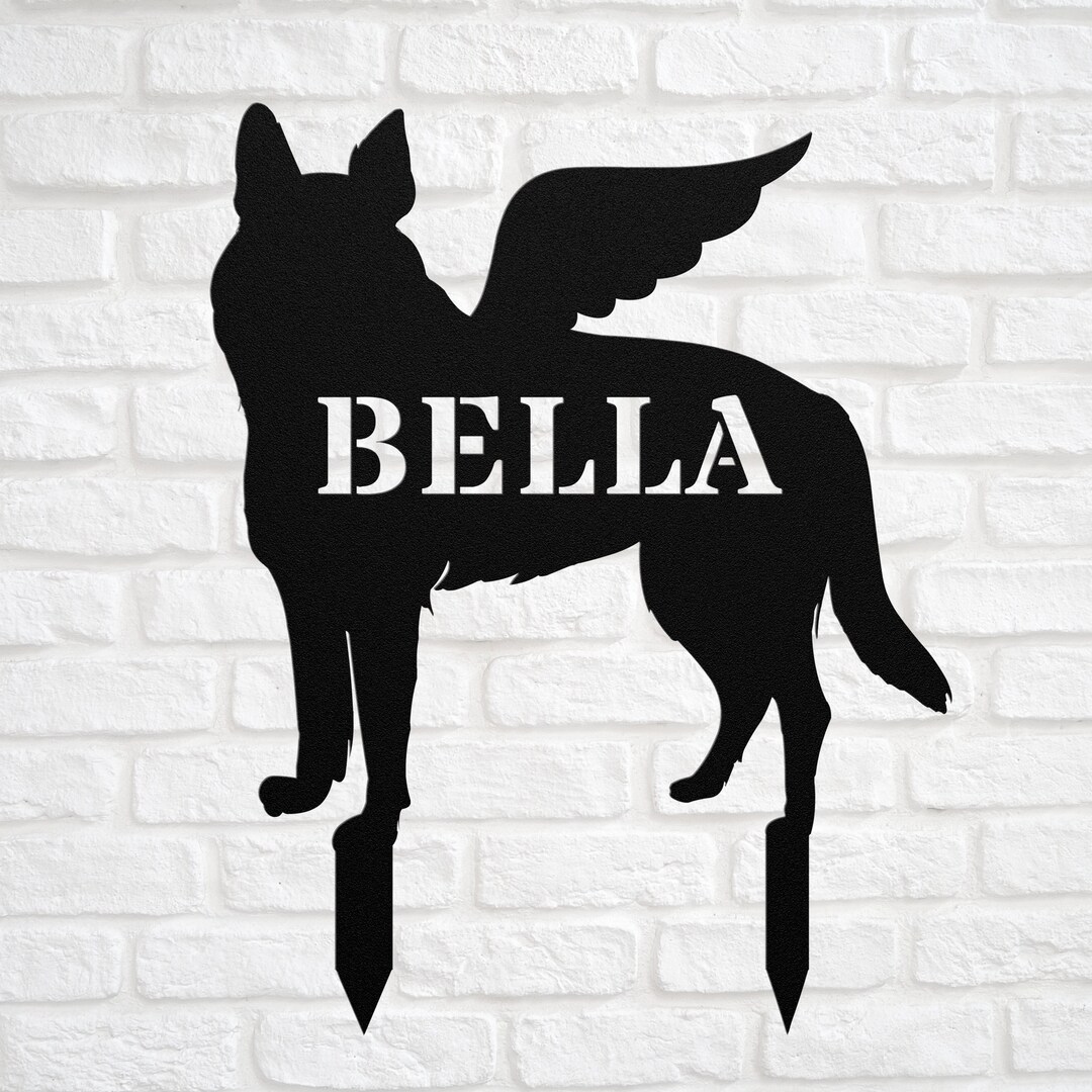 German Shepherd Angel Wings Statue Figurine for Garden Stone Memorial ...