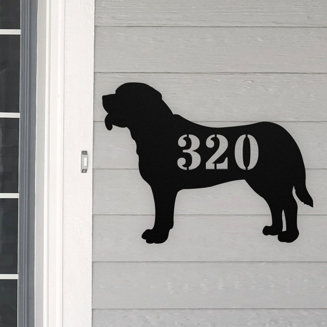 Personalized English Mastiff Address House Number Sign Metal Wall Art ...