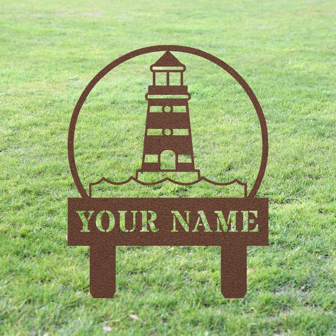 Custom Lighthouse Yard Sign Stake, Personalized the Lighthouse Metal ...
