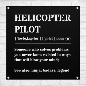 Funny HELICOPTER PILOT Gift Metal Sign for Men and Women, for Birthday ...