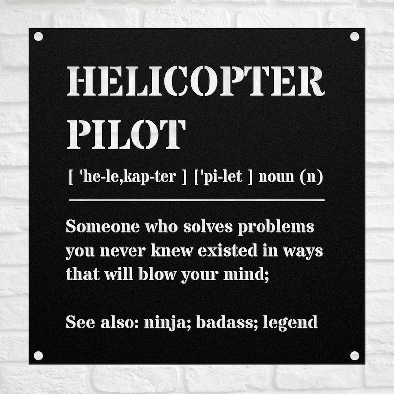 Funny HELICOPTER PILOT Gift Metal Sign for Men and Women for - Etsy