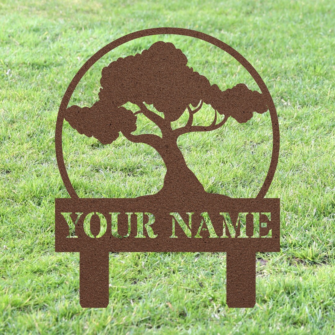 Custom Bonsai Tree Yard Sign Stake, Personalized Bonsai Tree Metal ...