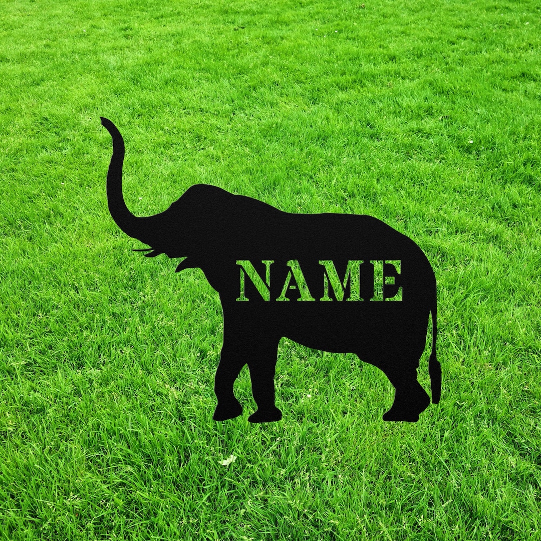 Personalized Elephant Garden Statue Stake, Custom Elephant Outdoor Yard ...