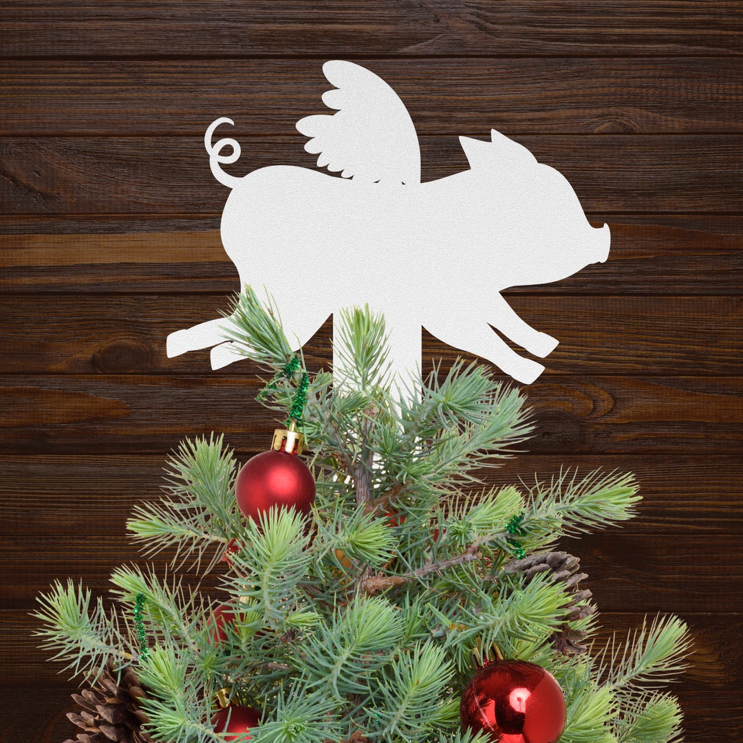 Flying Pig Christmas Trees Topper - White Metal Tree Topper - Etsy