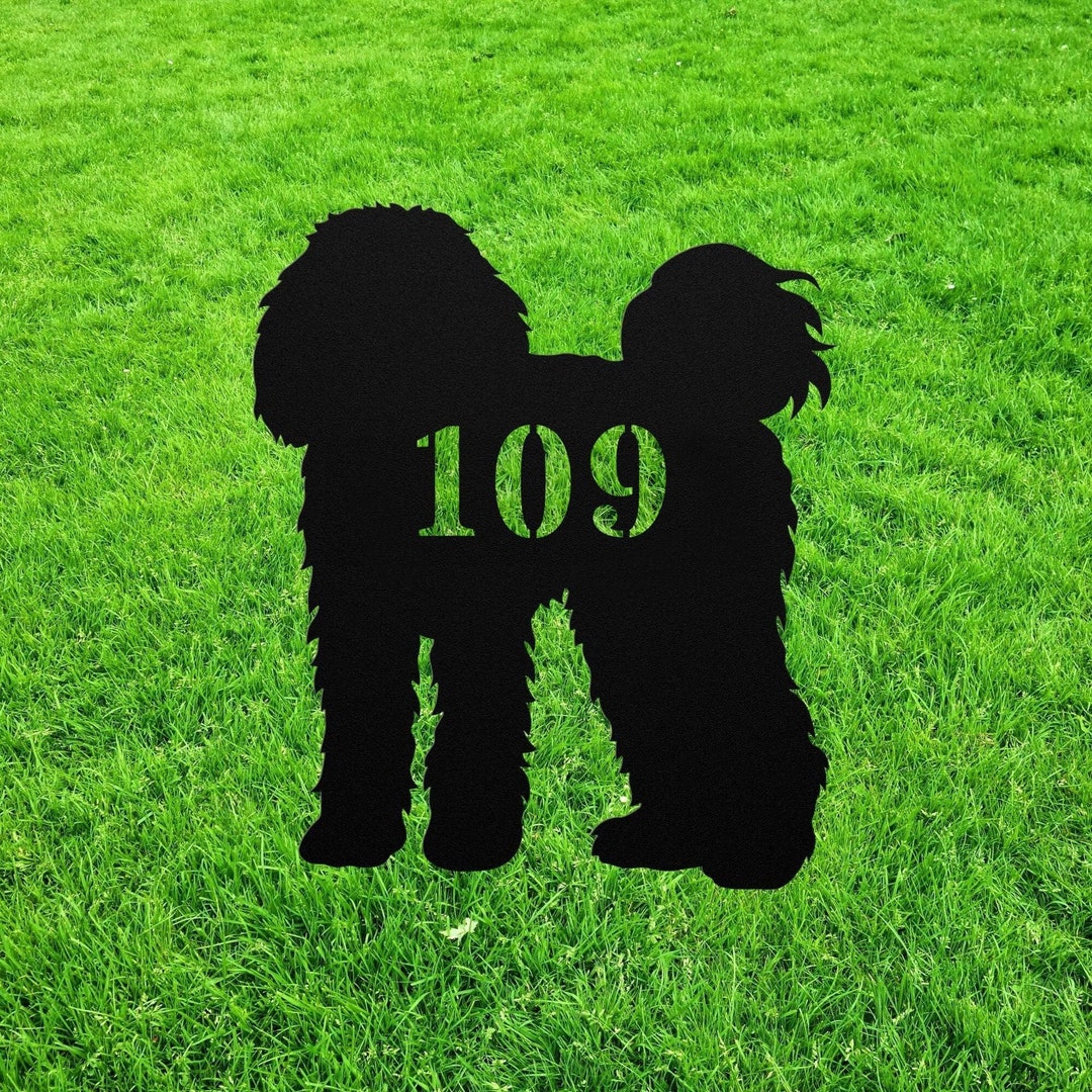 Goldendoodle House Number Sign Yard Address Plaque Garden Lawn Stake ...