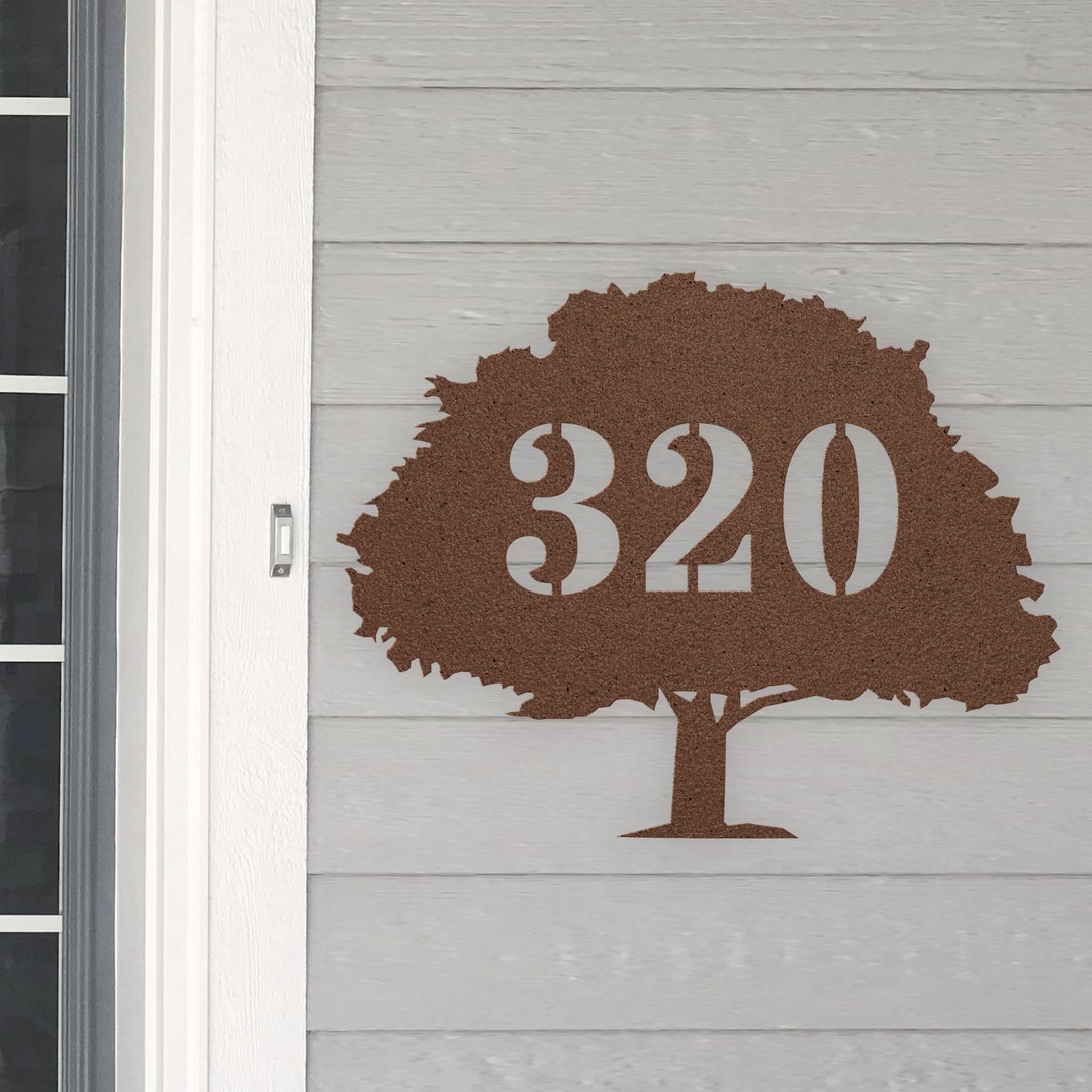 Personalized Oak Tree Address House Number Sign Tree Metal Wall Art ...