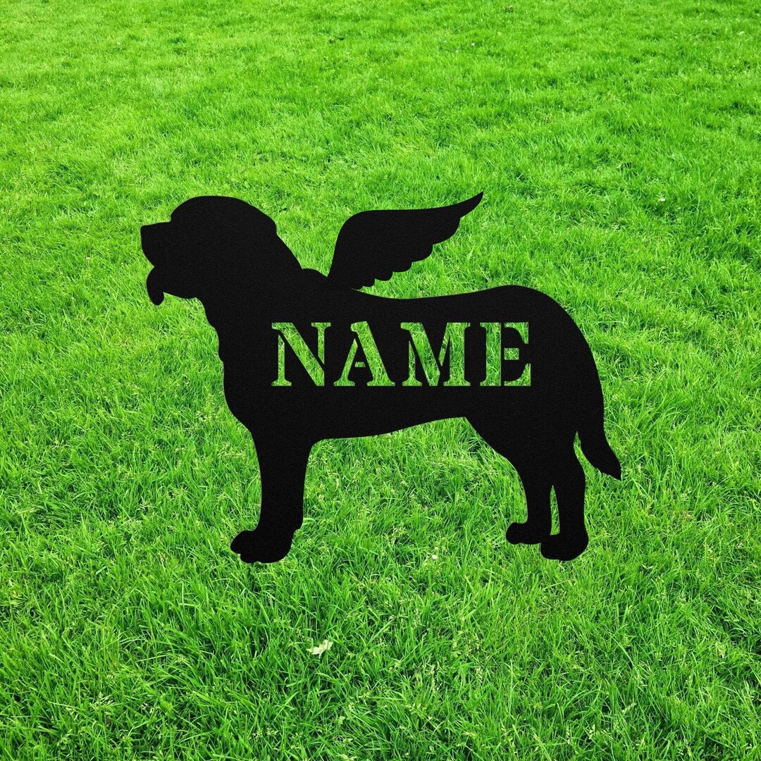 English Mastiff Angel Wings Statue Figurine for Garden Stone Memorial ...