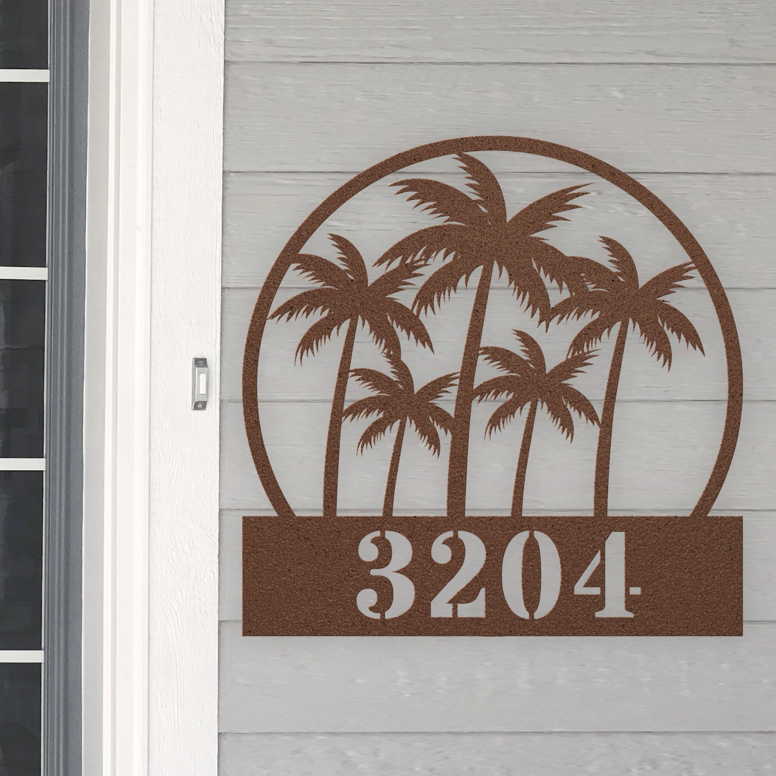 Personalized Palm Trees Address House Number Sign Metal Wall Art ...