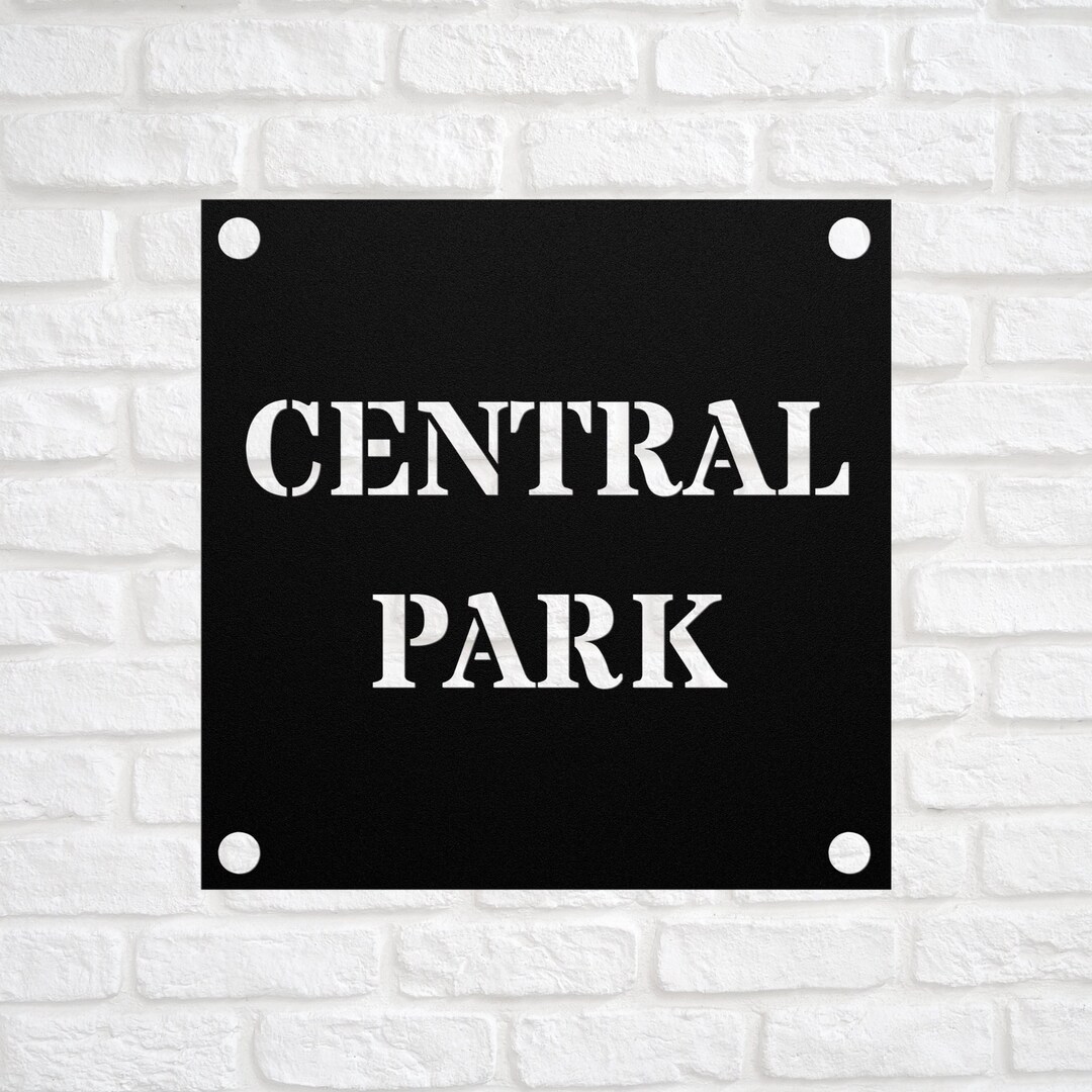 Central Park Metal Sign Wall Art Plaque Front Door Hanger Home Decor ...