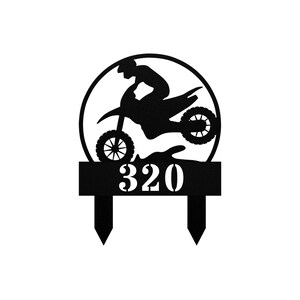 Motocross Dirt Bike House Number Sign Yard Address Plaque Garden Lawn ...