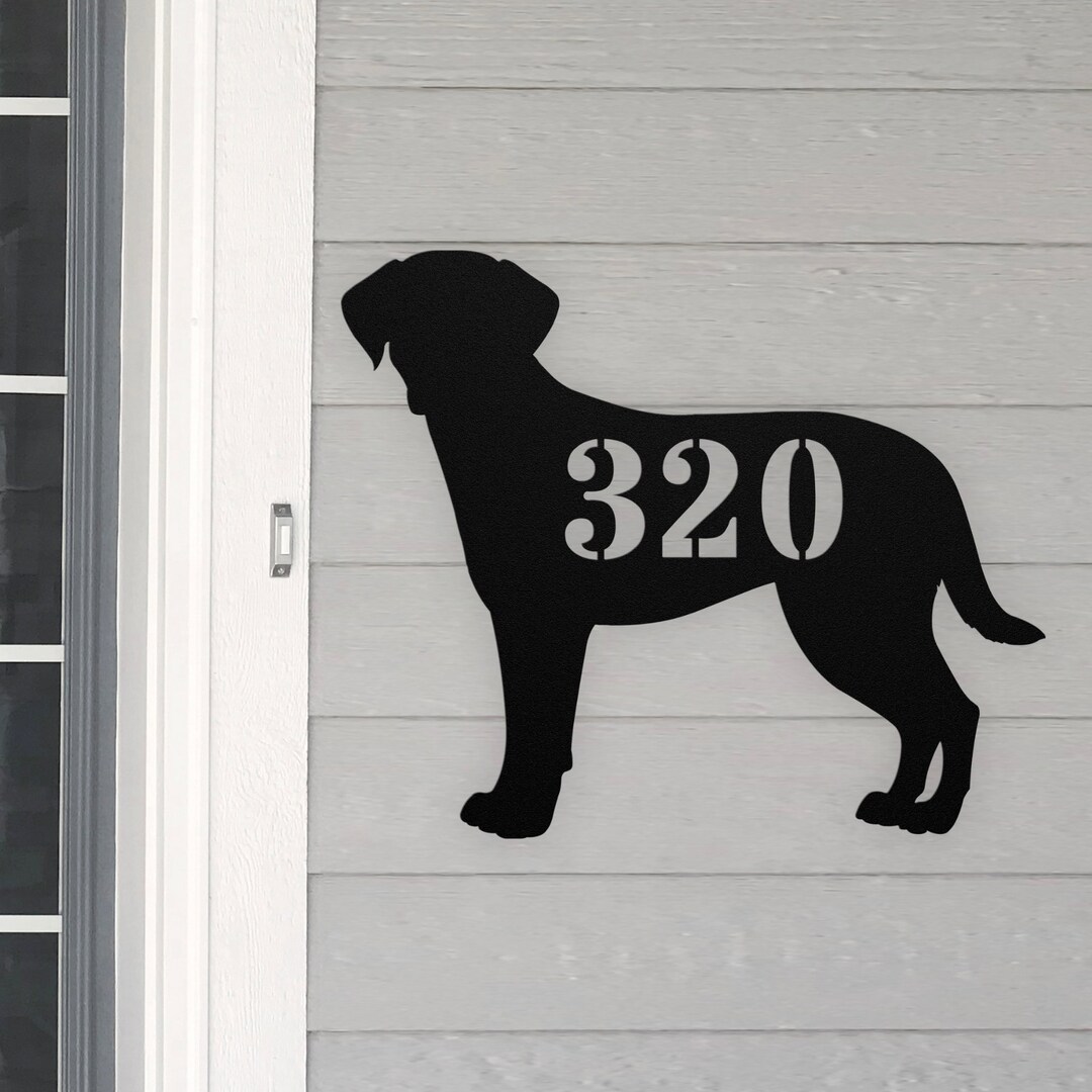 Personalized Labrador Address House Number Sign Black Lab Metal Wall ...