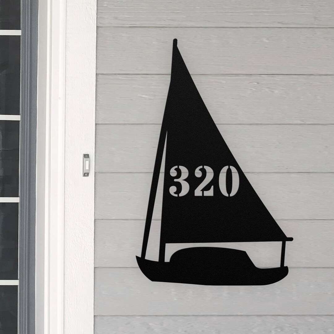 Personalized Sailing Boat Sailor Address House Number Sign Metal Wall ...