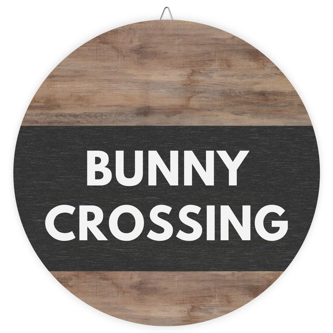 Bunny Crossing Sign - Rabbit Wood Wood Front Door Hanger Wreath Wall ...