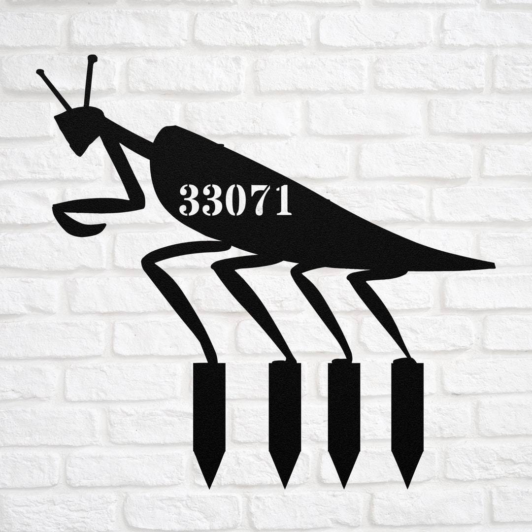 Praying Mantis House Number Sign Yard Address Plaque Garden Lawn Stake ...